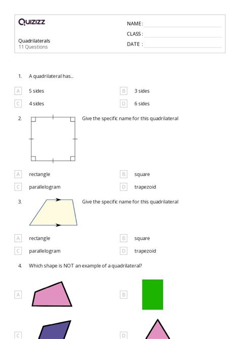 50 Quadrilaterals Worksheets For 2nd Class On Quizizz Free And Printable