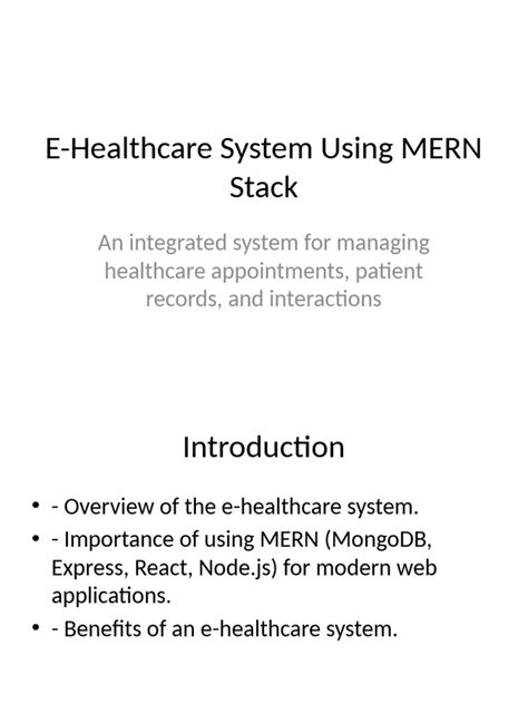 E Healthcare System Mern Pdf