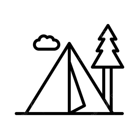 Camping Zone Line Icon Vector Hiking Tree Camp Png And Vector With
