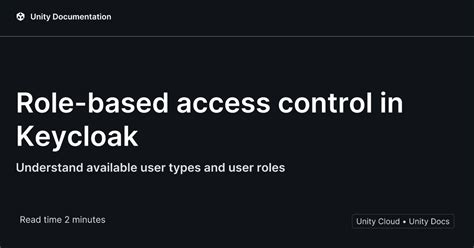 Role Based Access Control In Keycloak • Unity Cloud • Unity Docs
