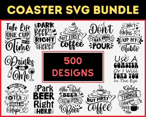 Coaster Svg Bundle Alcohol Drink Coaster Svg Funny Sarcastic Etsy