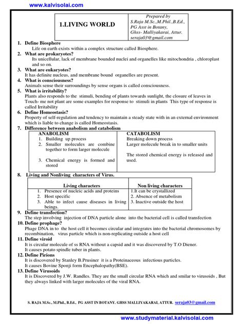 Class 11 Biology Botany Em Study Material New Syllabus Chapter 1