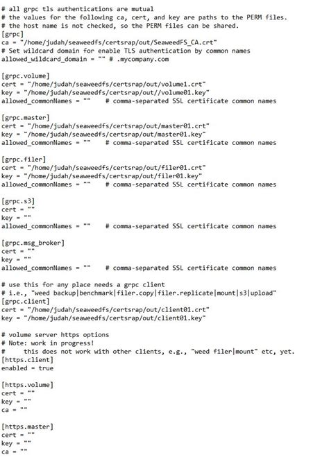Bug All Services Breaking With Tls Certificates In Securitytoml · Issue 3916 · Seaweedfs