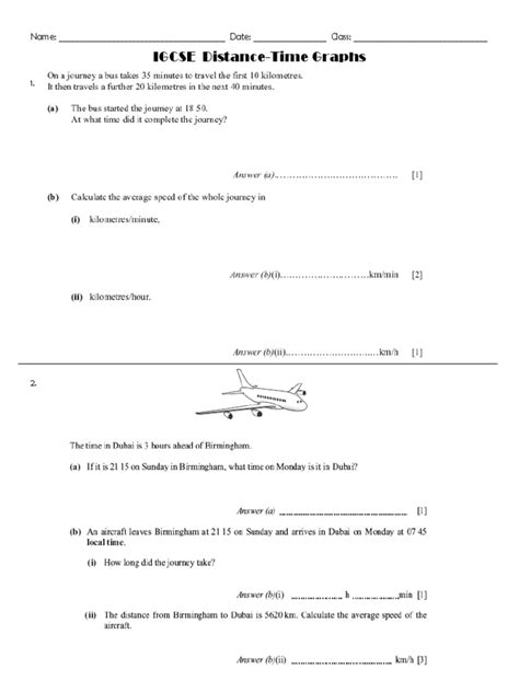 Ws Igcse Distance Time Graphs Pdf