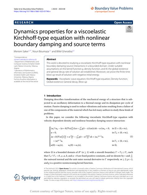 Pdf Dynamics Properties For A Viscoelastic Kirchhoff Type Equation