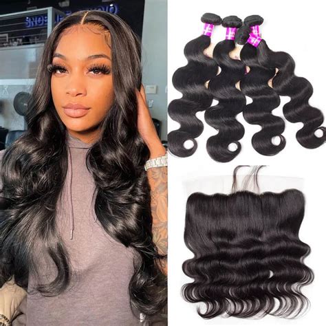 Tuneful 10a Body Wave Human Hair 4 Bundles With 13x4 Lace Frontal 100