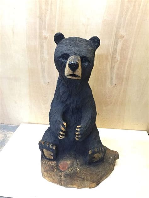 Bear Chainsaw Wood Carving Black Bear Wood Sculpture Etsy Chainsaw