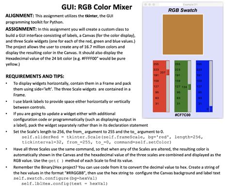 Solved GUI Program That Creates A RGB Color Swatch Mixer In Chegg