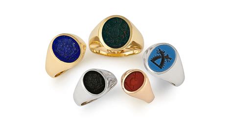 Oval Stone Signet Rings Engraved Stone Set Signet Rings