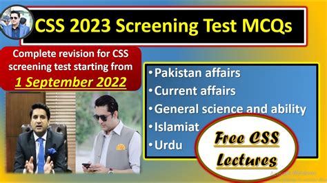 Free Css Lectures Complete Revision For Css 2023 Mpt Screening Test Starting From 1st Sep 2023