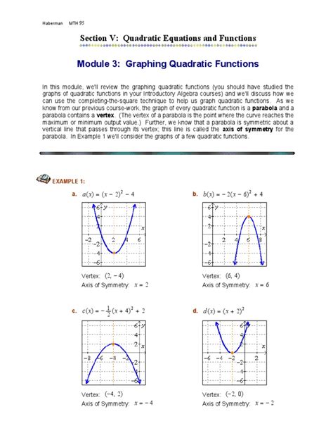 Module 3 Graphing Quadratic Functions Pdf Mathematical Concepts