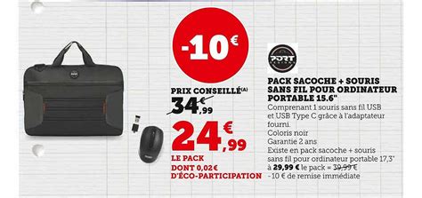 Promo Pack Sacoche Souris Sans Fil Pour Ordinateur Portable 15 6