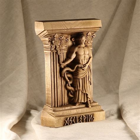 Greek Asclepius Statue Wooden God Of Medicine Art Carving Shop