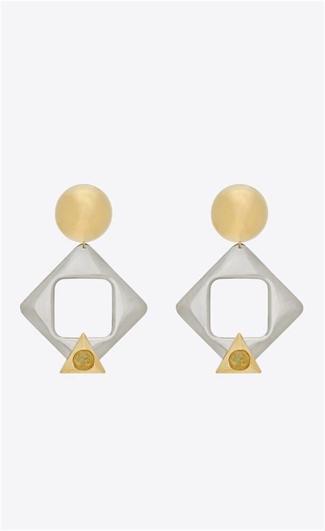 Pendientes Geométricos De Resina Y Metal Saint Laurent