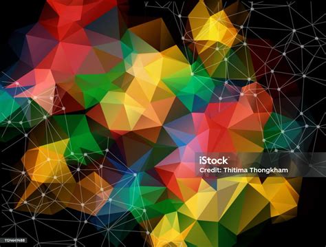 기하학적 어두운 다각형 배경 분자 그리고 커뮤니케이션입니다 점으로 연결 된 라인입니다 미니 배경입니다 과학 화학 생물학 의학 기술의 개념 0명에 대한 스톡 벡터 아트 및