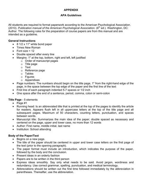 Appendix In Apa