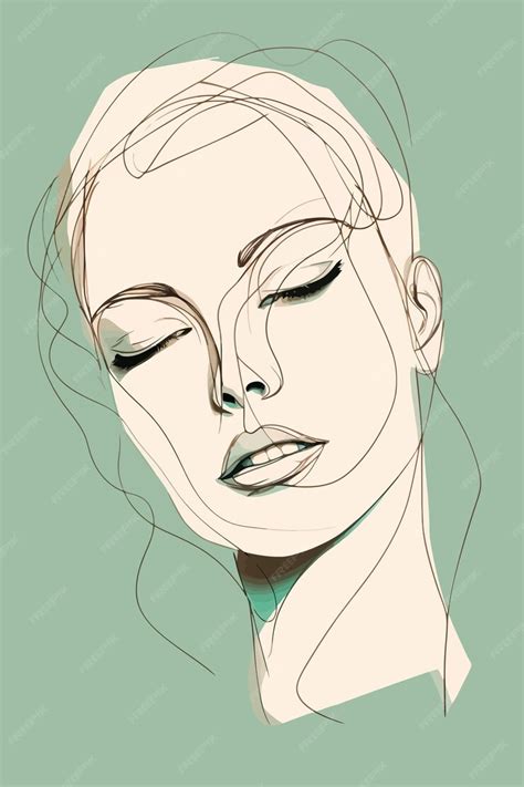 Premium Vector A Woman With Her Eyes Closed And A Drawing Of A Woman