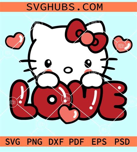 Hello Kitty Valentine Svg Hello Kitty Hugs Heart Svg Valentines Day Svg