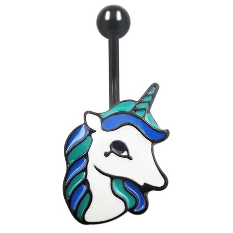 Jhjt 14g Belly Button Rings Tearful Unicorn 316l Surgical Stainless