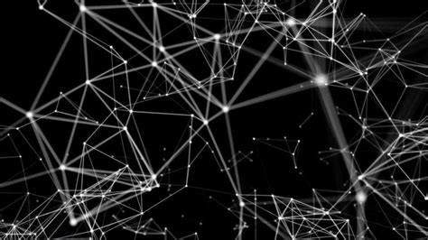 Black Abstract Background Digital Connection Moving Dots And Lines Technology Network