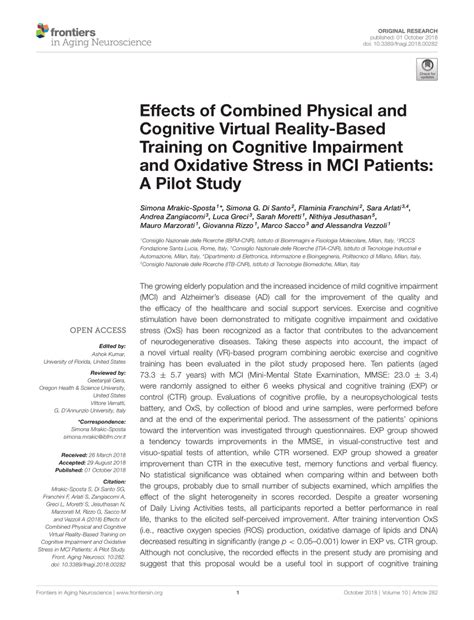 Pdf Effects Of Combined Physical And Cognitive Virtual Reality Based Training On Cognitive