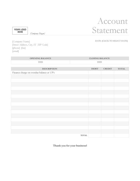 Create Bank Statement Template