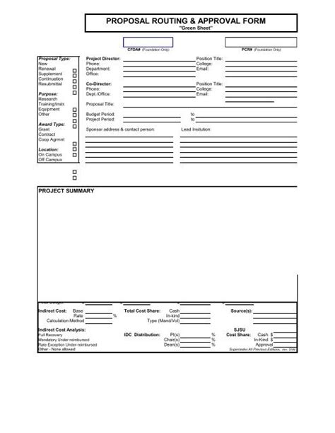 Proposal Routing Approval Form The SJSU Research Foundation