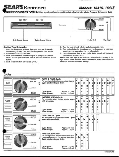 Kenmore Elite Dishwasher Owners Manual