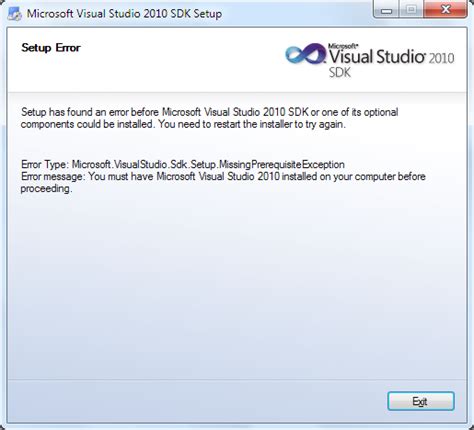 Installation Error Installing Vs2010 Sdk Setup Cant Find Vs2010 Super User