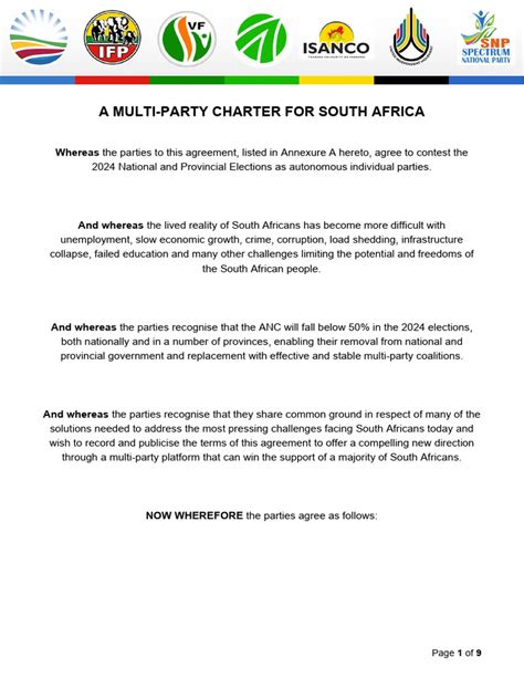 Multi Party Charter Agreement Final Version Unsigned 1 Pdf Poverty Poverty And Homelessness