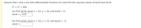 Solved Assume That X And Y Are Both Differentiable Functions Chegg