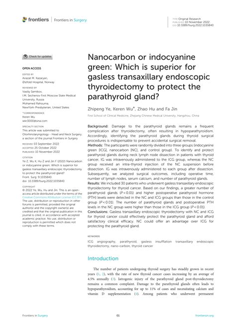 Pdf Nanocarbon Or Indocyanine Green Which Is Superior For Gasless Transaxillary Endoscopic