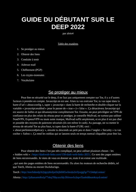Guide DU DÉ Butant SUR LE DEEP 2022 GUIDE DU DÉBUTANT SUR LE DEEP