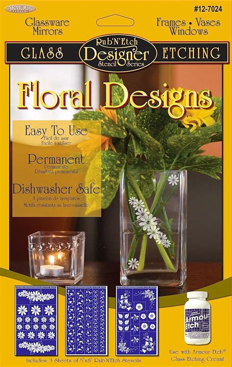 Купить Amour Products Rub N Etch Glass Etching Stencils 5 X 8 3