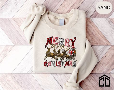 Merry Christmas Reindeer Sweatshirt Reindeer Sweatshirt Ch Inspire