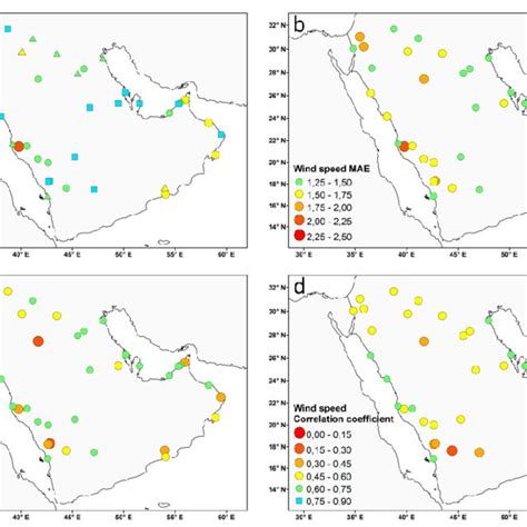 Wind Speed Evaluation Map For A Mean Bias Error Mbe B Mean