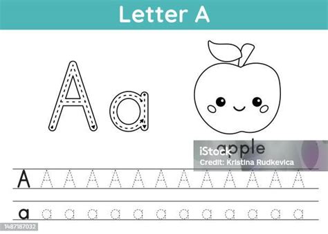 알파벳 Abc Az 운동 색칠하기 페이지 추적 문자 A 색칠하기 책에 대한 어휘 귀여운 카와이 사과 인쇄 가능한 활동 워크시트