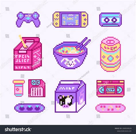Pixel Art 8 Bit Objects Retro Stock Vector Royalty Free 2049109529