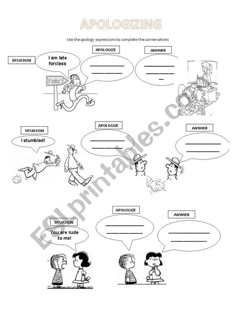 Apologizing Esl Worksheet By Lau19