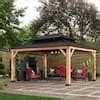 Sunjoy Archwood 13 Ft X 15 Ft Cedar Framed Gazebo With Steel Hardtop