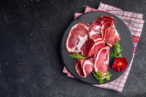 Coppa Carne Curada Deliciosa Refeição Saudável Comida Lanche Na Mesa