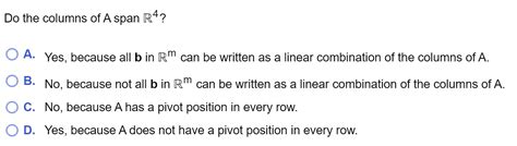 Solved Can Each Vector In R4 Be Written As A Linear