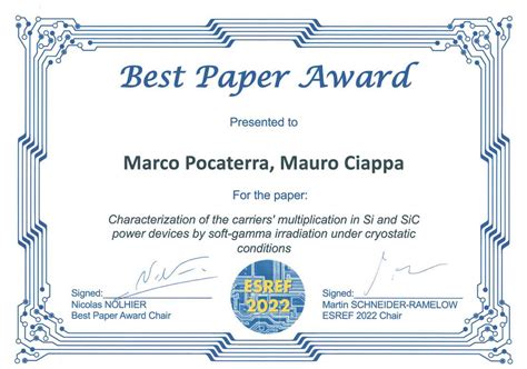 Best Paper Award For Marco Pocaterra And Dr Mauro Ciappa Dept Of Information Technology And