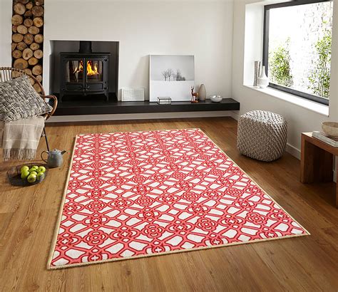 Buy Rectangular Anti Slip Floral Pattern Nylon Carpet Red X Feet At OFF Online