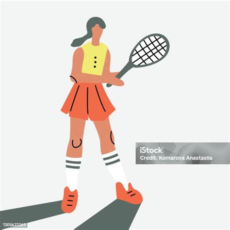테니스를 치는 여자와 벡터 일러스트레이션 만화 캐릭터 추상적인에 대한 스톡 벡터 아트 및 기타 이미지 추상적인 테니스