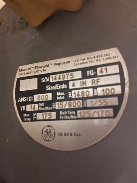 Ge Oil And Gas Mooney Fg 41 Flowgrid Regulator 4 Nominal Size