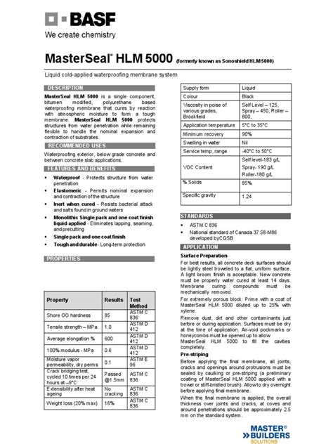 Masterseal Hlm 5000 India V2 Pdf Pdf Concrete Water
