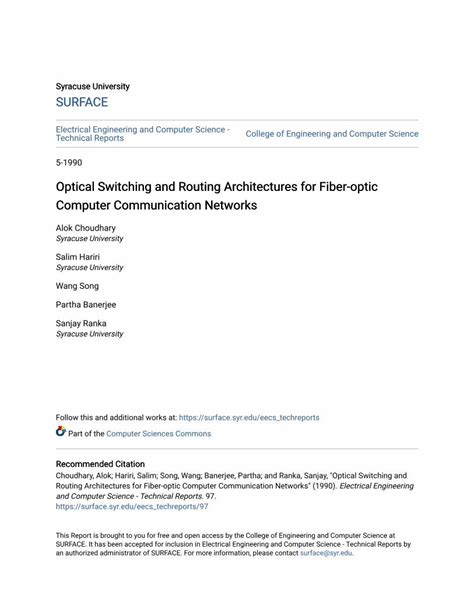 Pdf Optical Switching And Routing Architectures For Fiber Dokumen Tips