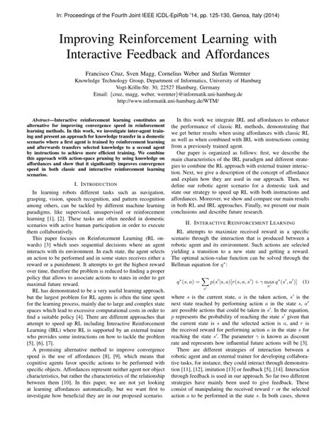 Pdf Improving Reinforcement Learning With Interactive Feedback And Affordances
