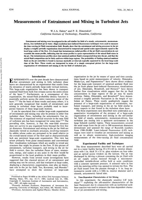 PDF Measurements Of Entrainment And Mixing In Turbulent Jets